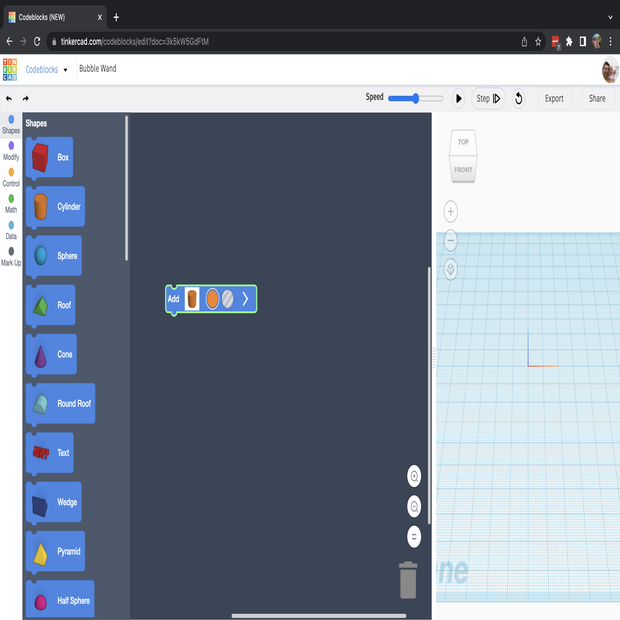 Learn Codeblocks While Making a Bubble Wand - Tinkercad