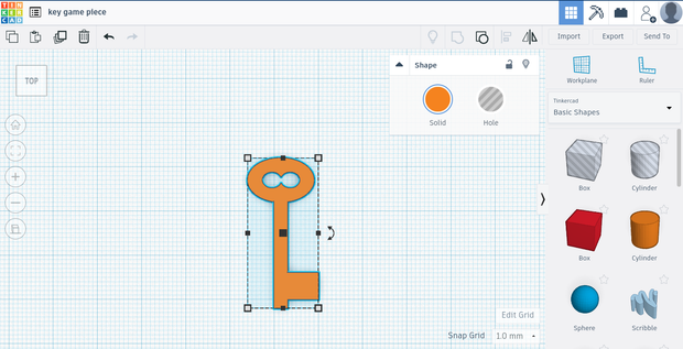 Board Game Key Piece Made With TinkerCAD - Tinkercad