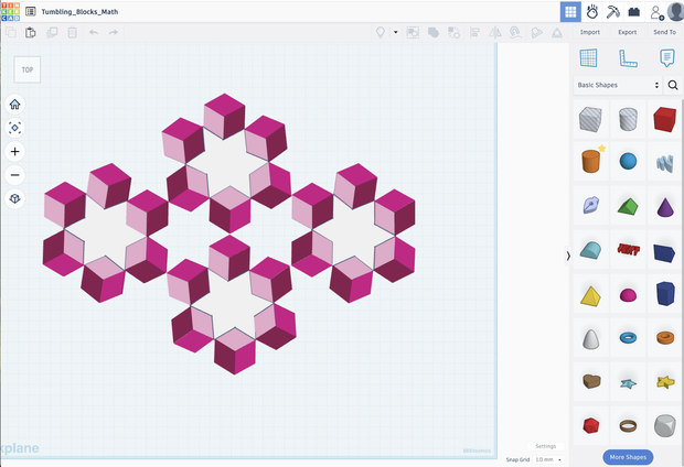 Tumbling Blocks Quilt Algebra - Tinkercad