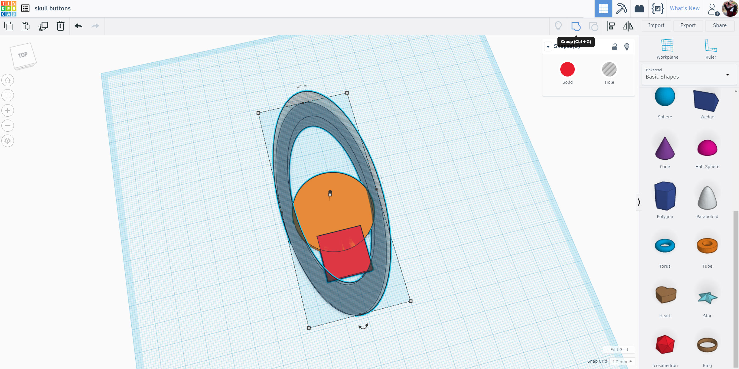 Skull Buttons - Tinkercad