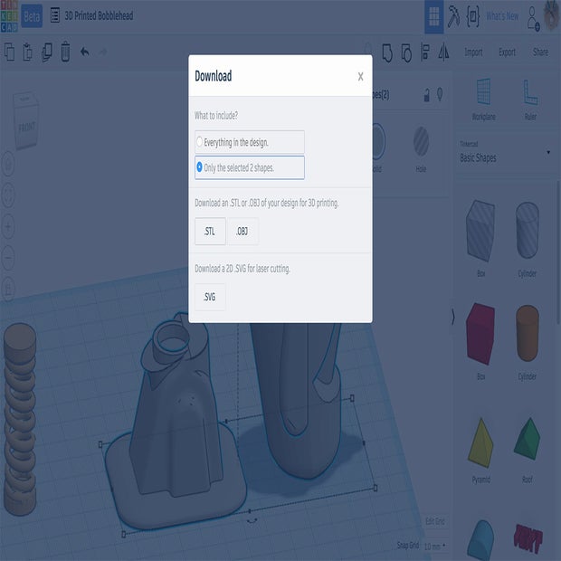 3D Printed Bobblehead - Tinkercad
