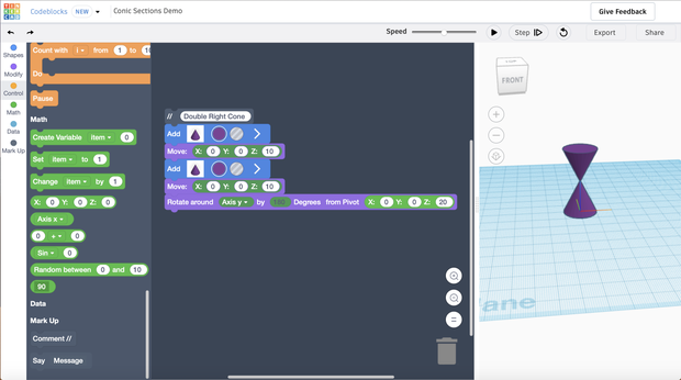 Learn About Conic Sections Using Tinkercad Codeblocks Tinkercad