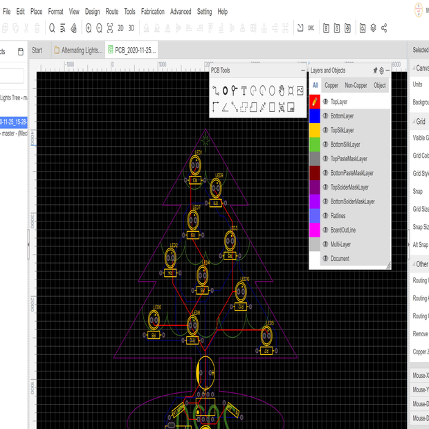 PCB Flashing Tree Decoration - Tinkercad