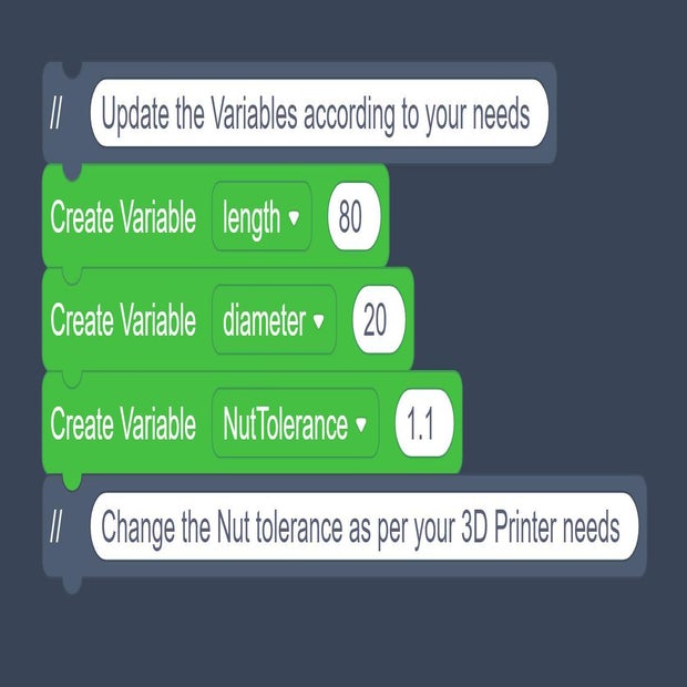 Customizable Nut & Bolt Using Tinkercad Codeblocks - Tinkercad