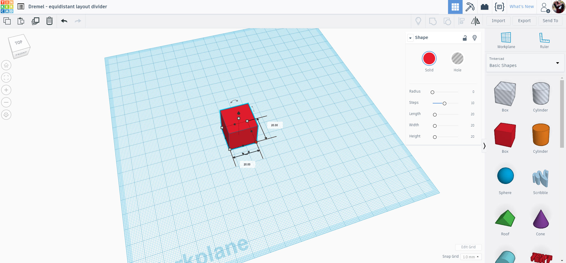 Equidistant Layout Divider - Tinkercad