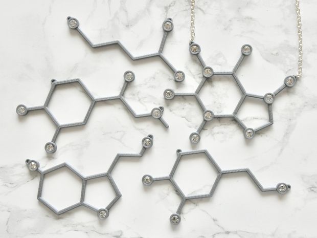 Rhinestone and 3D Print Molecule Necklaces - Tinkercad