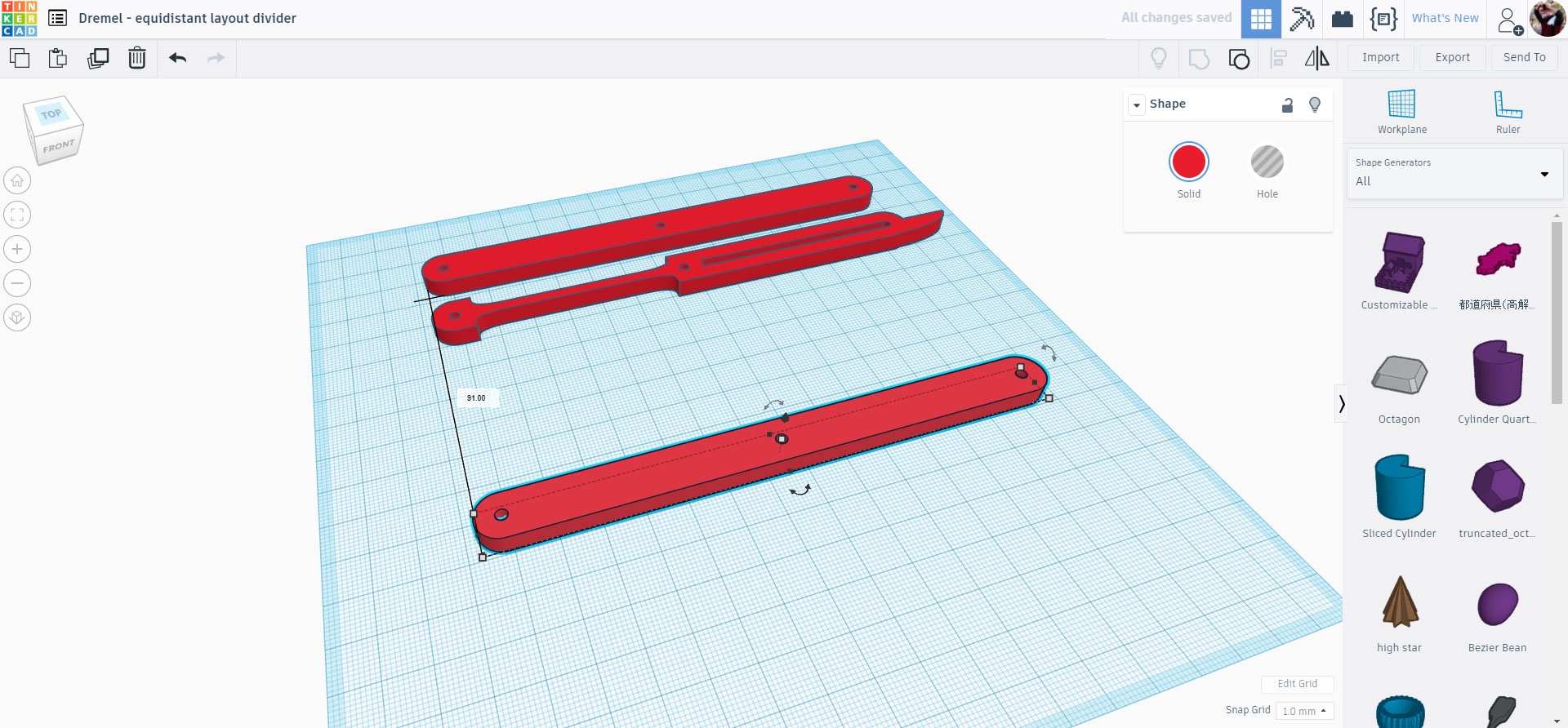 Equidistant Layout Divider - Tinkercad