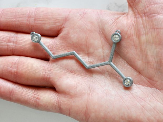 Rhinestone and 3D Print Molecule Necklaces - Tinkercad