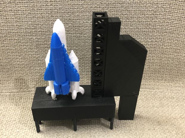 Mini Space Shuttle With Rocket and Launch Site - Tinkercad