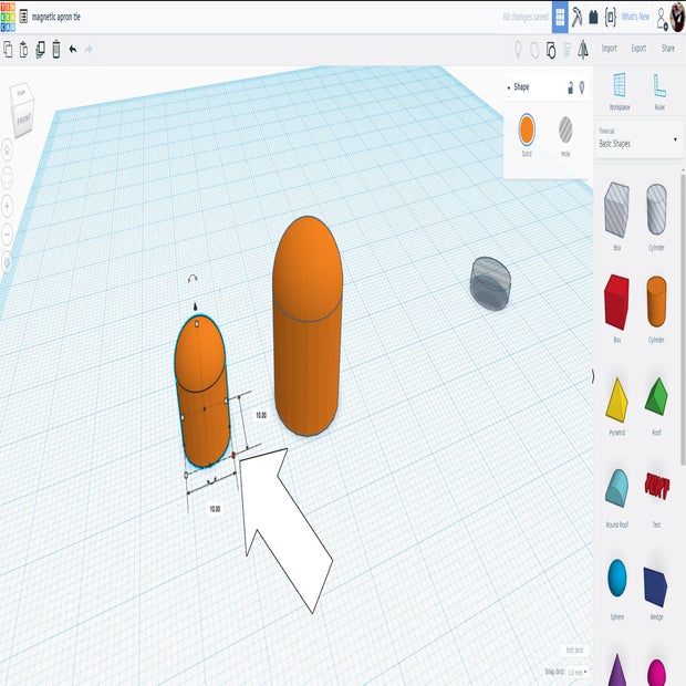Magnetic Apron Tie - Tinkercad