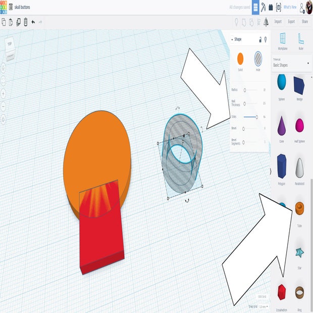 Skull Buttons - Tinkercad