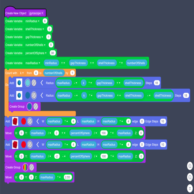 Parametric Gyroscope and Robot Made With Tinkercad Codeblocks - Tinkercad