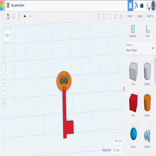 Board Game Key Piece Made With TinkerCAD - Tinkercad