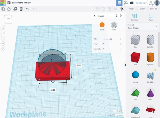 3D-Printed Skateboard Hook - Tinkercad