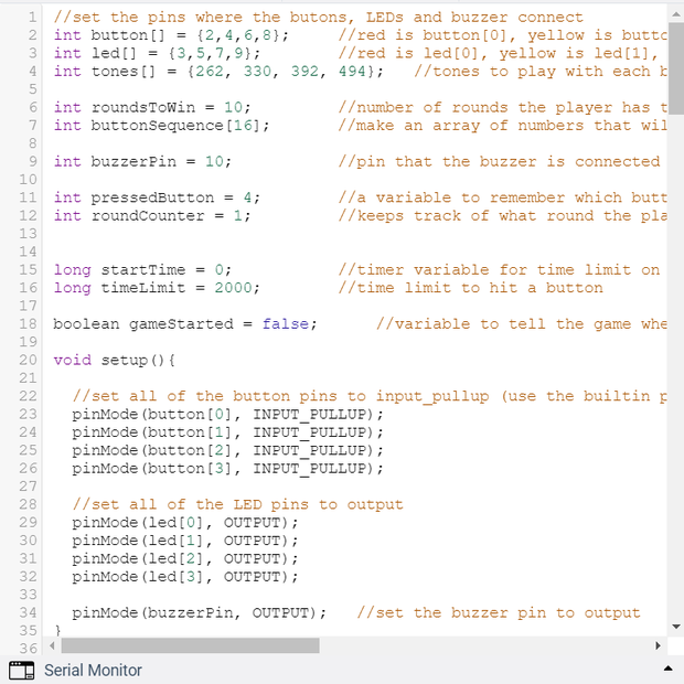Simon Says Game With LED Decoration - Tinkercad