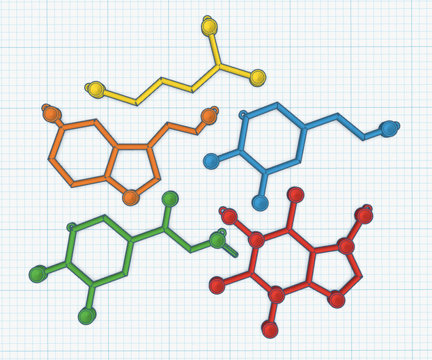Rhinestone and 3D Print Molecule Necklaces - Tinkercad