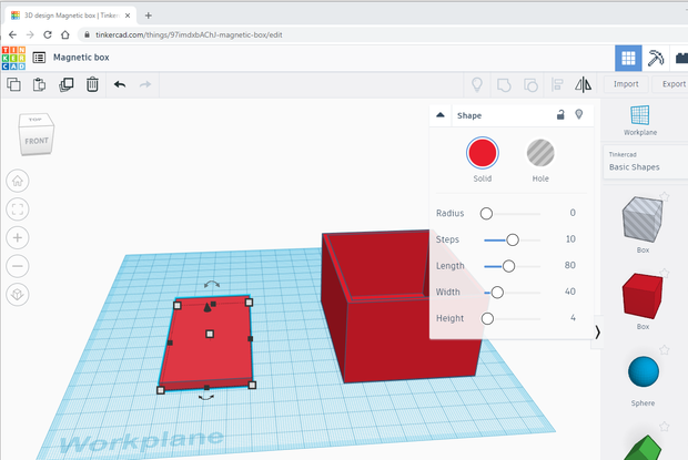 Small Magnetic Storage Box/tray - Tinkercad