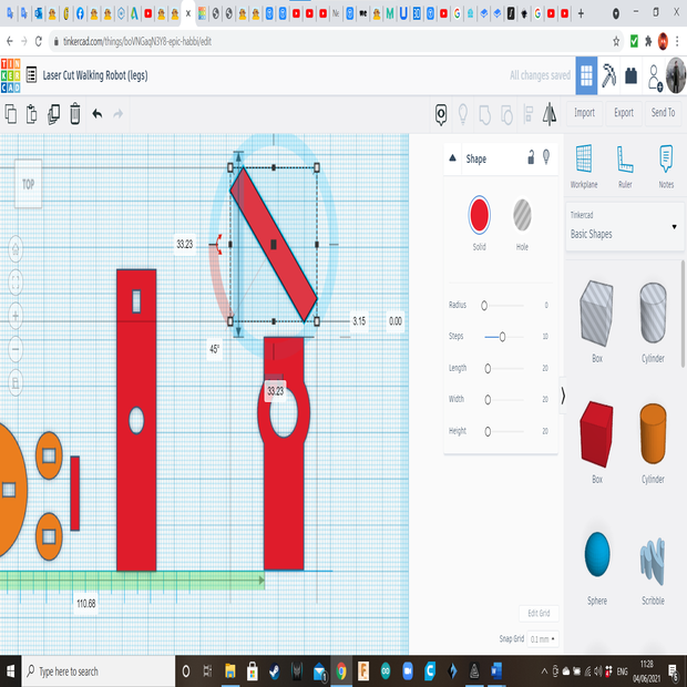Tinkercad Robotics for School: Laser-cut Walking Machine! - Tinkercad
