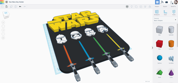 Star Wars Key Holder Using Tinkercad - Tinkercad