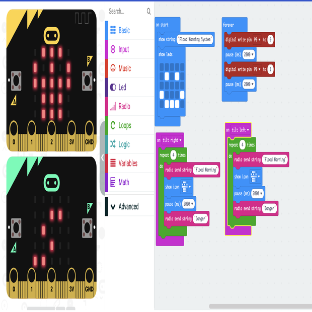 Microbit Flood Warning Device Tinkercad
