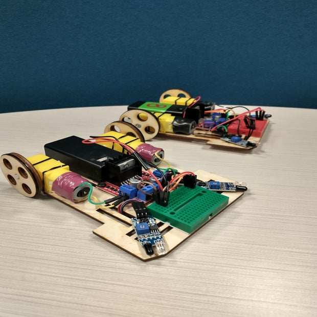 Autonomous Robot Racer: Analog Mode (no Microcontroller Needed) - Tinkercad