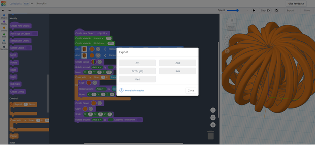 Make A 3d Printable Pumpkin With Codeblocks Tinkercad