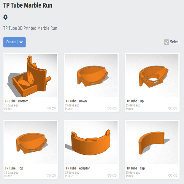TP Tube Marble Run - Tinkercad