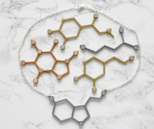 Rhinestone and 3D Print Molecule Necklaces - Tinkercad