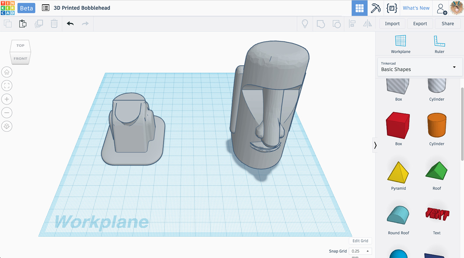 3D Printed Bobblehead - Tinkercad