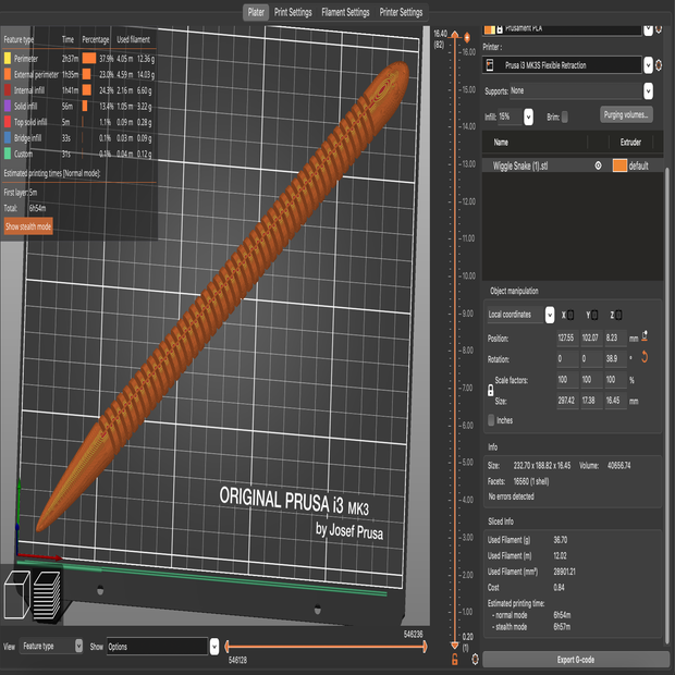 3D Printed Flexi Snake - Tinkercad