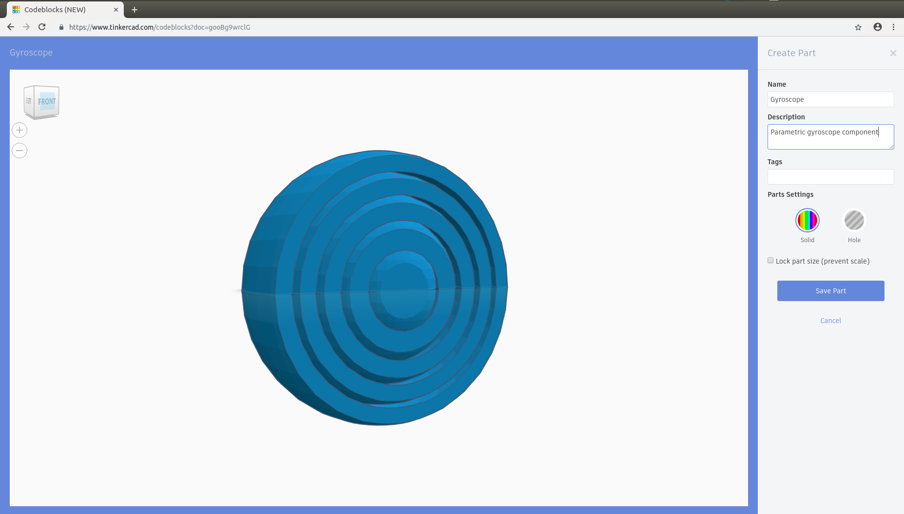 Parametric Gyroscope and Robot Made With Tinkercad Codeblocks - Tinkercad