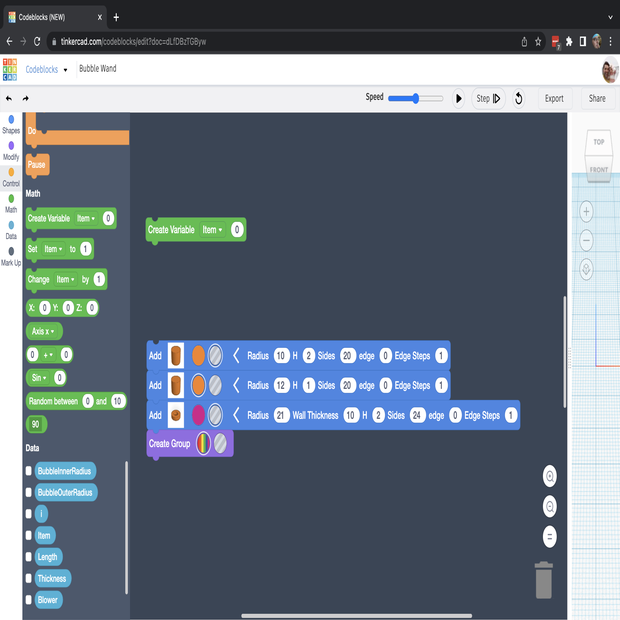 Learn Codeblocks While Making a Bubble Wand - Tinkercad