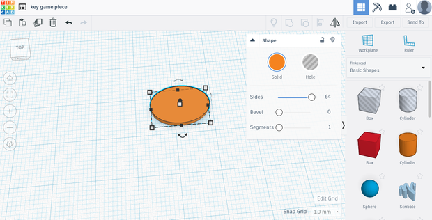 Board Game Key Piece Made With TinkerCAD - Tinkercad