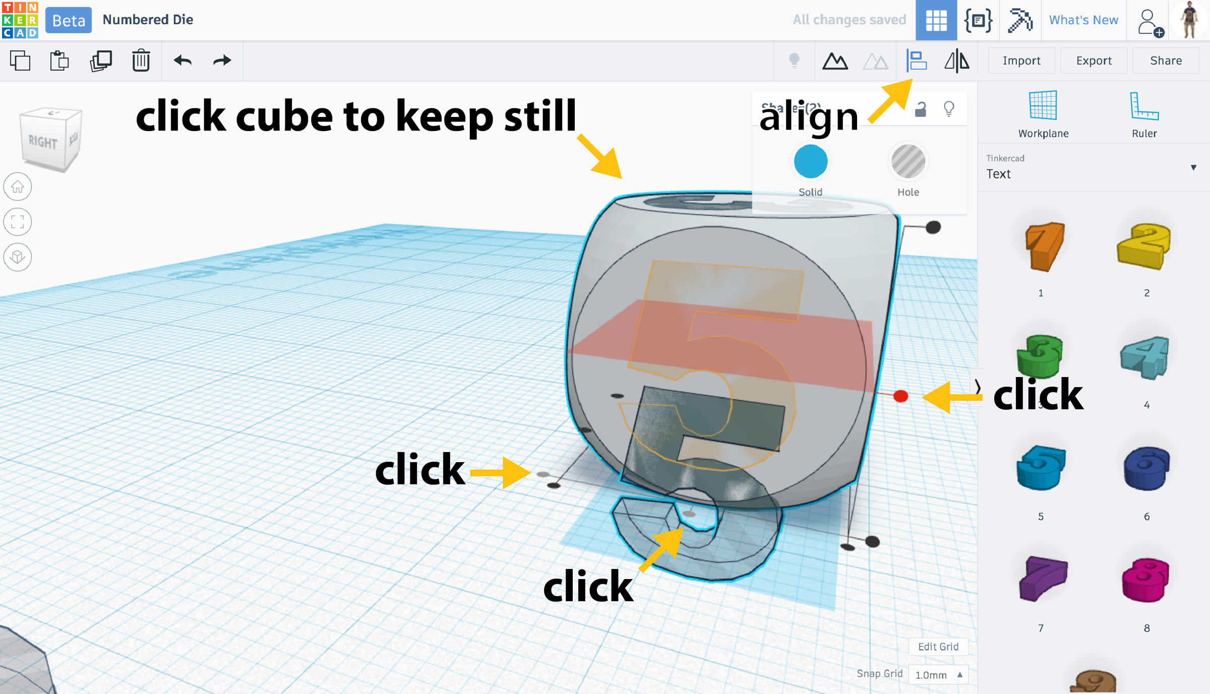 3D Printed Dice - Tinkercad