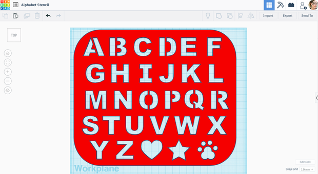 Easy 3D Print Stencil - Tinkercad