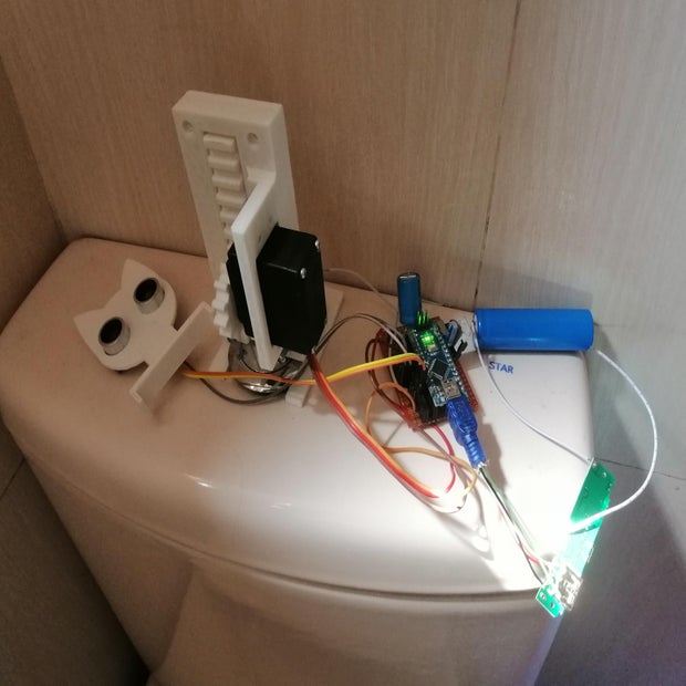 Automatic Toilet Flusher (Reduce Touch, Reduce COVID-19 Infection) - Tinkercad