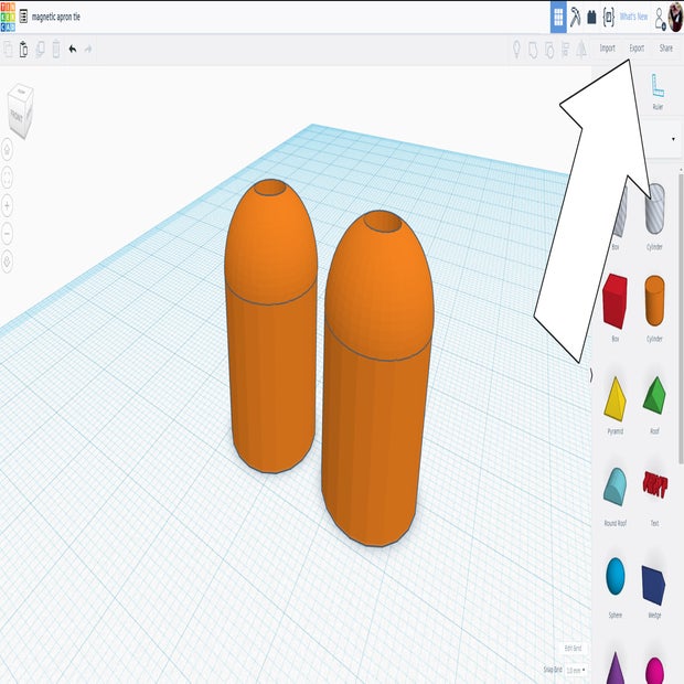 Magnetic Apron Tie - Tinkercad
