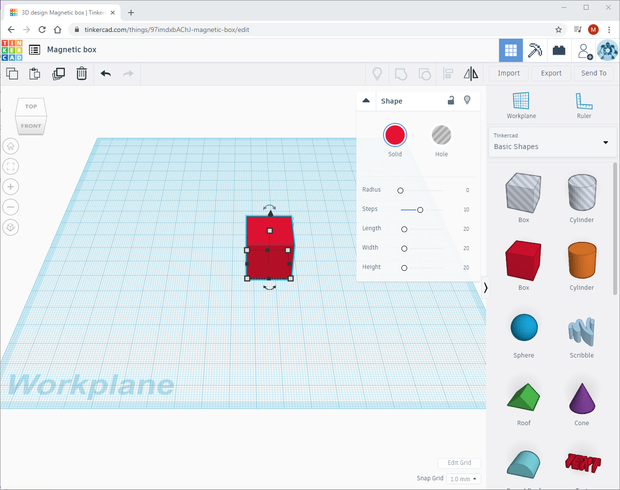 Small Magnetic Storage Box/tray - Tinkercad
