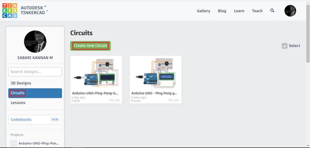 Autodesk Tinkercad Simulation Of Arduino Uno Ping Pong Game V20 5345