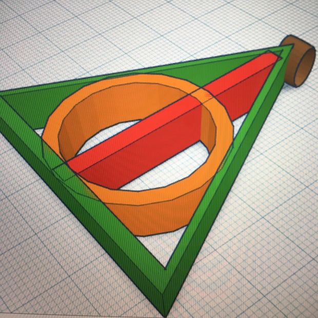 Deathly Hallows 3D Spinners and Pendant! - Tinkercad