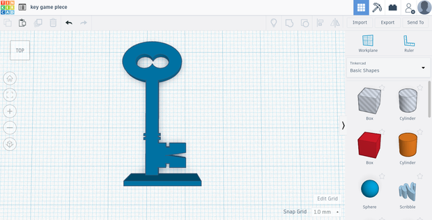 Board Game Key Piece Made With TinkerCAD - Tinkercad