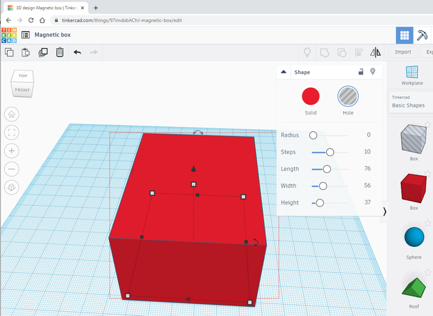 Small Magnetic Storage Box/tray - Tinkercad