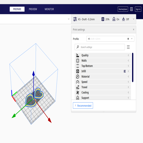 3D Printed Pendant Shapes With Textiles - Tinkercad