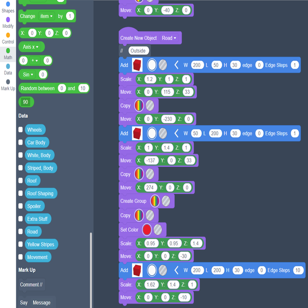 Driving (Classic) Mustang - Tinkercad Codeblocks - Tinkercad
