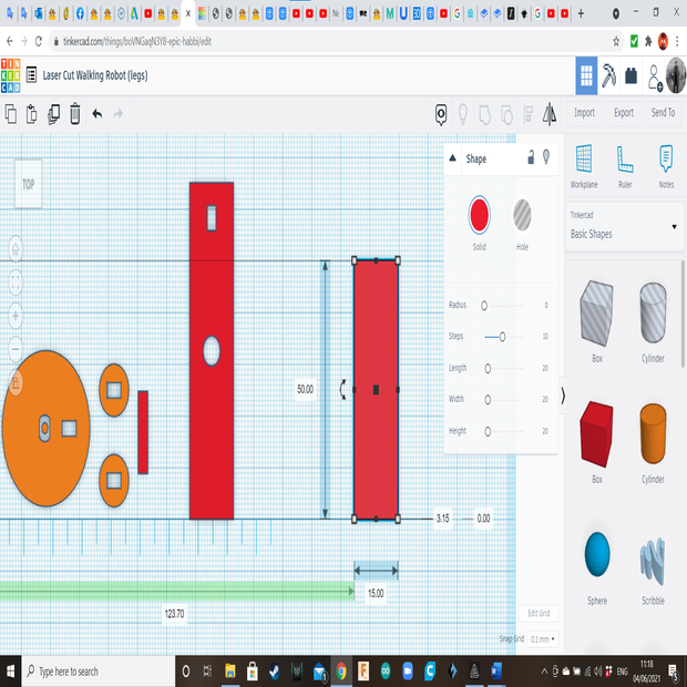 Tinkercad Robotics for School: Laser-cut Walking Machine! - Tinkercad