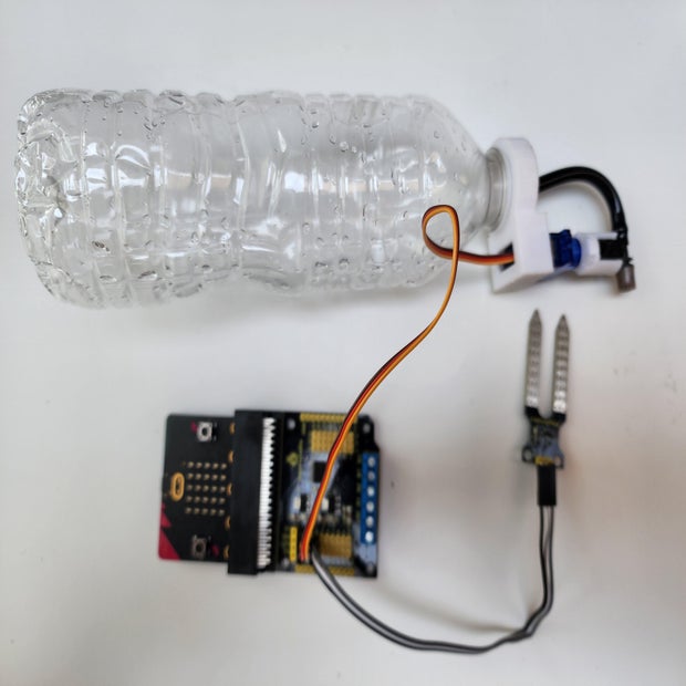 Use Plastic Bottle to Make Automatic Plant Watering System. - Tinkercad