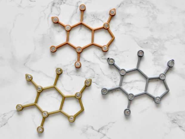 Rhinestone and 3D Print Molecule Necklaces - Tinkercad