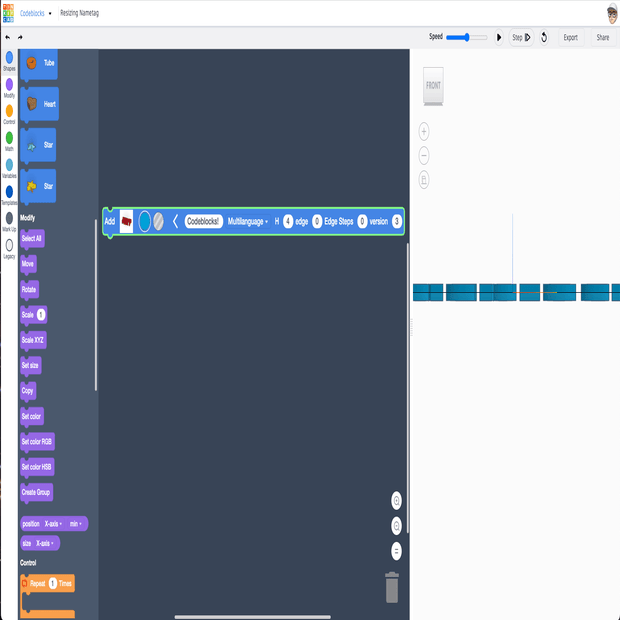 Tinkercad Codeblocks Resizing Nametag Tinkercad