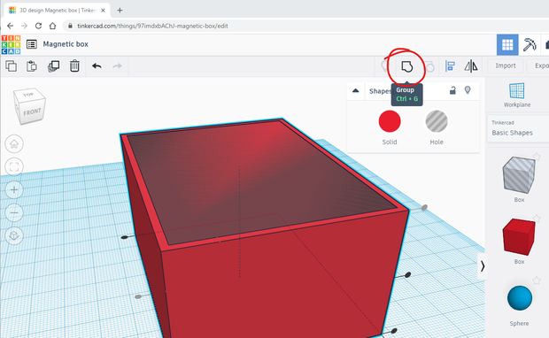 Small Magnetic Storage Box/tray - Tinkercad