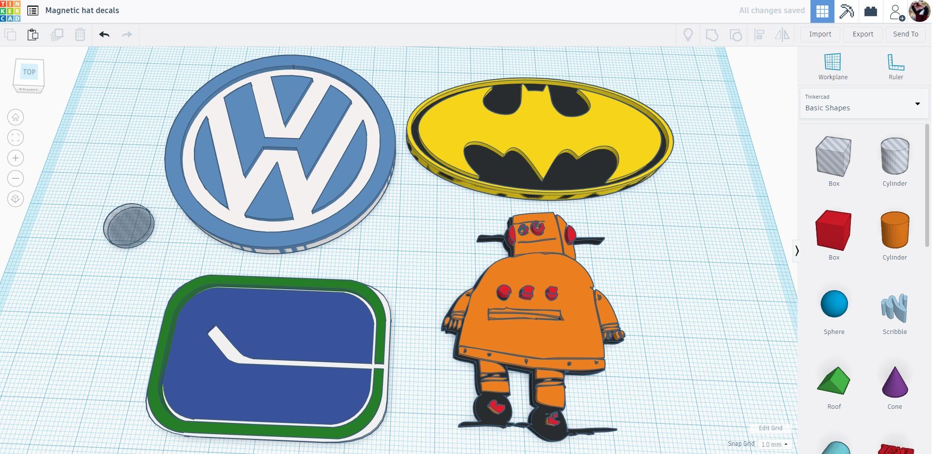 Magnetic Hat Decals - Tinkercad